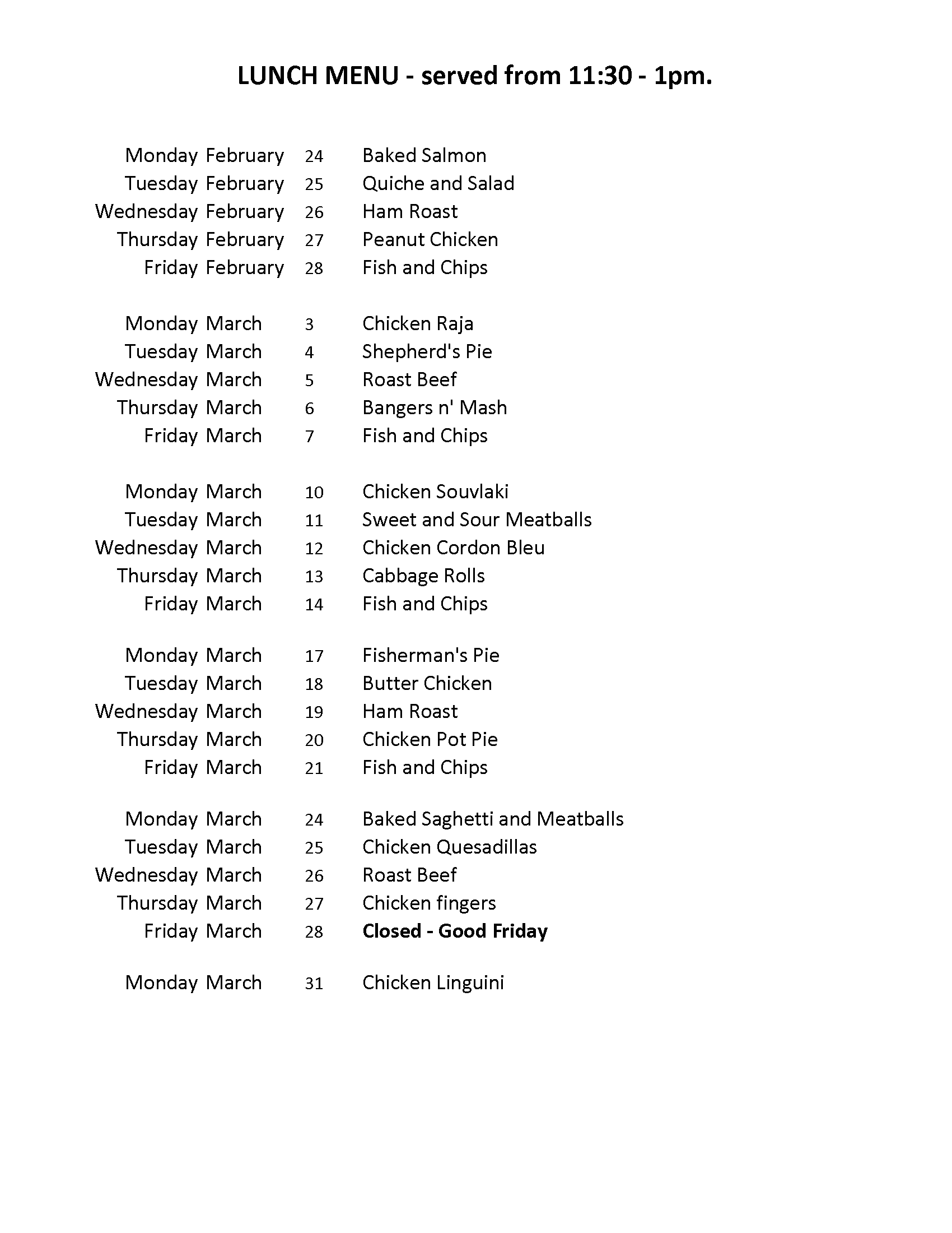 Lunch template Sheet1 – Sechelt Activity Centre